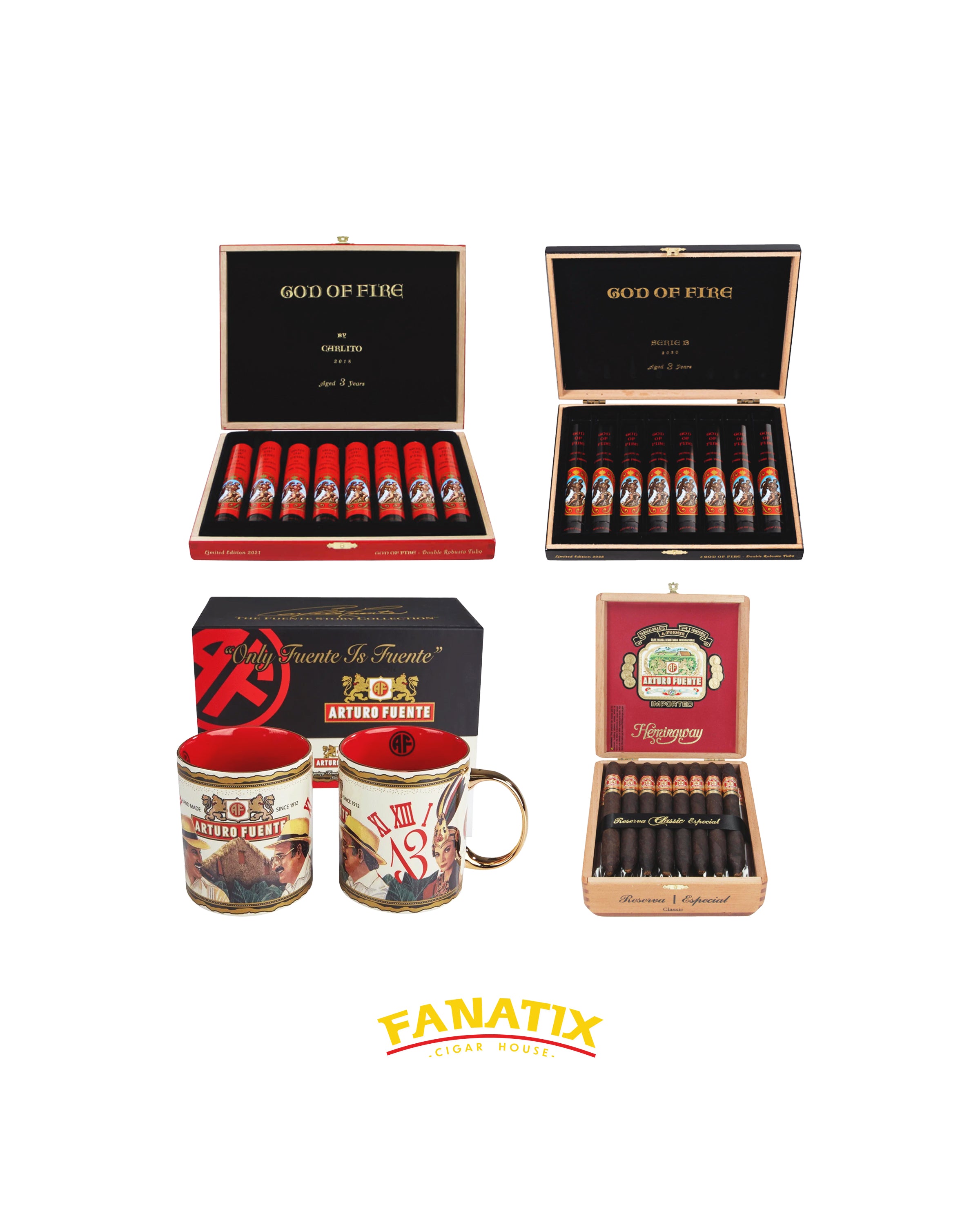 AF Hemingway Classic Maduro (Full Box) + God of Fire Serie B Double Ro ...