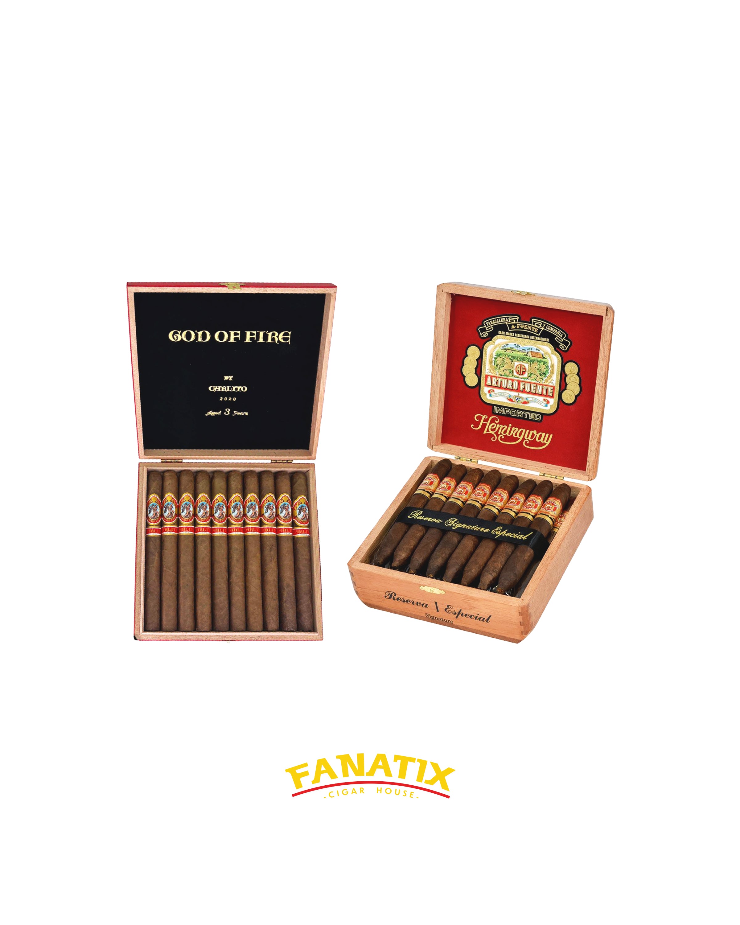 God of Fire by Carlito Churchill (Full Box) + AF Hemingway Maduro Clas ...